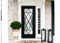 China Polished Wrought Iron Glass Double Entry Doors Firm Type Iron Mosaic Glass Thickness 30Mm for sale