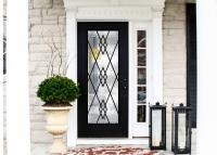 China Decorative Wrought Iron Glass For Door Agon Filled 22*64 Inch Size Shaped for sale