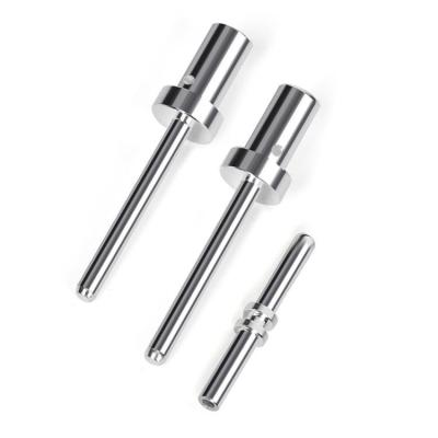 China Brass silver plated contact pins, high precision electrical insertion terminals for connectors, custom length, low resistance for sale