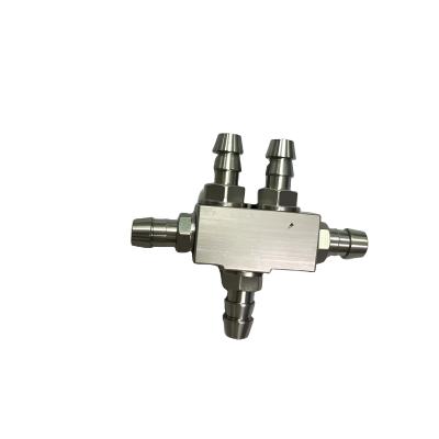 China 304 Stainless Steel Three Way Tee Fitting Precision CNC Machined Barb Hose Connector for Fluid Pipeline for sale