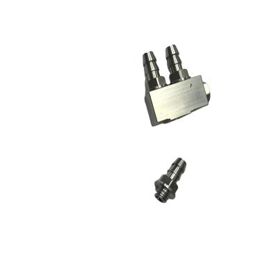 China Custom CNC Machined 304 Stainless Steel Tee Connector Barb Hose Adapter for Industrial Fluid System for sale