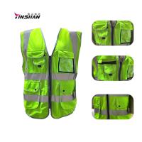 China Custom Men's Reflective Work Vest with Pockets and Logo Quick Dry Construction Clothing for sale