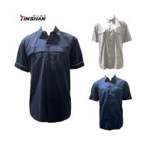 China Summer Unisex Adults Blue Cotton Workwear with Customized Logo Short Sleeve Overalls for sale