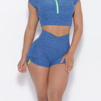 China Private Label Workout Wear Shorts Suit for Women Seamless Scrunch Bum Two Piece Pants Set for sale