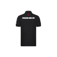 China Custom Design Black Men's Polo Shirt for Promo Events Soft T-Shirt Polyester Cotton Blend for sale