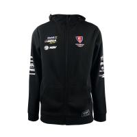China Custom Design Blank Black Streetwear Oversized Zip Men Stripe Racing Team Men Gym Hoodie for sale
