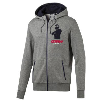 China Custom Logo Grey Wicking Breathable Sports Formula One Racing Zip Hoodie for Men for sale