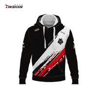 China Custom Sportswear Sublimation Print Pit Crew Racing Men's Hoodies with V-neck Collar for sale