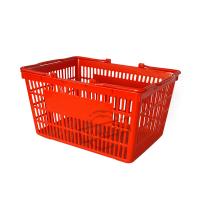 China Colourful Plastic Supermarket Shopping Basket Double Handles for sale