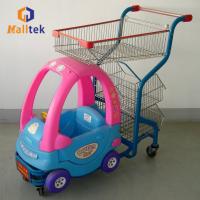 China Plastic Children Supermarket Shopping Trolley Colourful With Basket for sale
