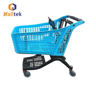 China 220L Pure Plastic Supermarket Shopping Trolley for Grocery for sale