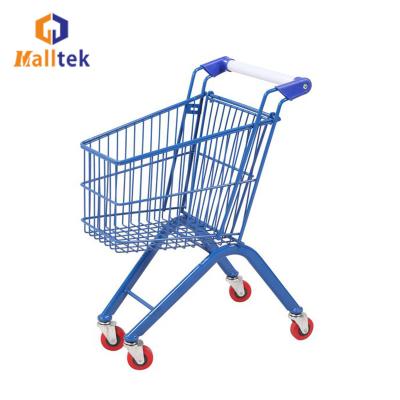 China Metal Powder Coating Supermarket Shopping Trolley Colourful Kids Ride With Toy for sale