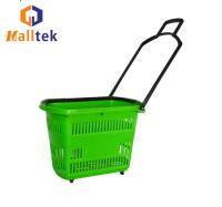 China Plastic PP Supermarket Basket With Wheels 10L - 45L Capacity for sale