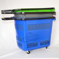 China Plastic PP Supermarket Basket With Wheels 10L - 45L Capacity for sale