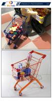 China Metal Powder Coating Supermarket Shopping Trolley Colourful Kids Ride With Toy for sale
