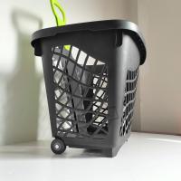 China 43L Capacity Supermarket Telescopic Handle Plastic Shopping Baskets With Wheels for sale