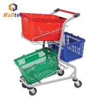 China 3 Baskets Supermarket Shopping Trolley For Grocery 100KG Loading for sale