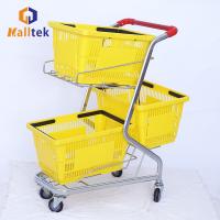 China 3 Baskets Supermarket Shopping Trolley For Grocery 100KG Loading for sale