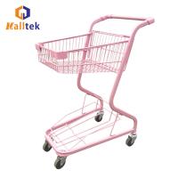 China Two Baskets Metal Supermarket Shopping Trolley For Retail Grocery Store for sale