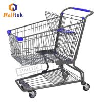 China 180L Heavy Duty American Supermarket Shopping Trolley Cart Customized 150KGS Load for sale