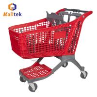 China 175L Pure Plastic Supermarket Shopping Trolley For Customised Colours for sale