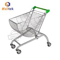 China Fan Shaped Metal Shopping Trolley Cart For Supermarket Grocery Foldable Trolley for sale