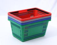 China Stackable Grocery Hand Baskets 21L Plastic Carry Basket With Handle for sale