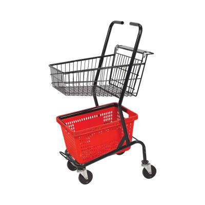 China 2 Layer Supermarket Shopping Trolley For Grocery 100KG Loading for sale