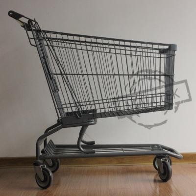 China 140kgs American Style Retail Shopping Trolleys Flat Tube Foot For Supermarket for sale