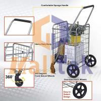 China EVA Wheel Steel Folding Supermarket Trolley Cart Q235 Steel For Shopping for sale