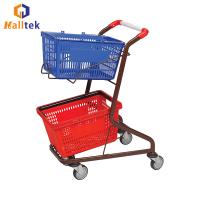 China 2 Baskets Supermarket Shopping Trolley For Grocery 100KG Loading for sale