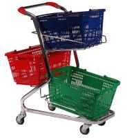 China 3 Baskets Supermarket Shopping Trolley For Grocery 100KG Loading for sale