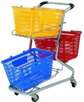 China 3 Baskets Supermarket Shopping Trolley For Grocery 100KG Loading for sale
