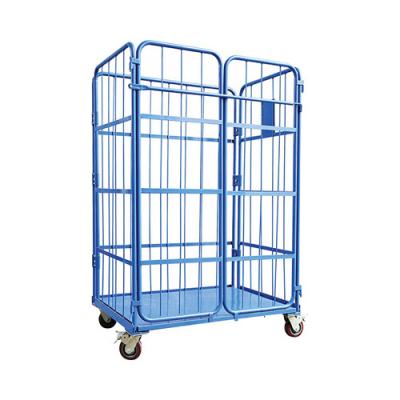 China Foldable Frame Metal 4 Side Logistics Trolley Transports Security Wire Mesh Trolley MT MT-LRC05 for sale