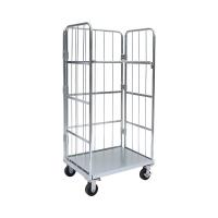 China Fold Up Supermarket Mesh Roll Container Trolley 500KGS Customized Color for sale