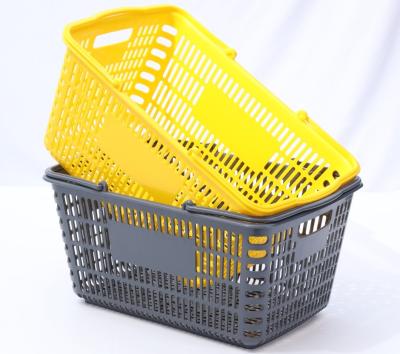 China Colourful Plastic Supermarket Shopping Basket Double Handles for sale