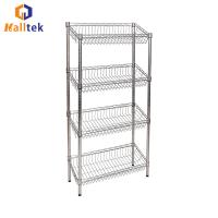 China Stainless Steel Chrome Plated 4 Layers Wire Shelf Adjustable For Kitchen for sale