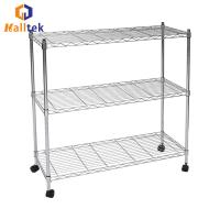 China Customized Chrome Plated 3 Layers Stainless Steel Wire Shelf Adjustable For Kitchen for sale