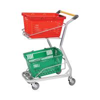 China Double Layers Supermarket Shopping Trolley For Grocery 100KG Loading for sale