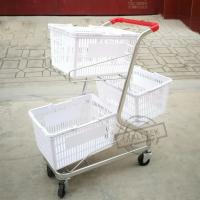China Colorful Three Basket Supermarket Shopping Trolley For Grocery 100KG Loading for sale