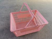 China Pink Lightweight HDPP Double Handle Retail Shopping Baskets Easy To Carry for sale