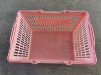 China Pink Lightweight HDPP Double Handle Retail Shopping Baskets Easy To Carry for sale