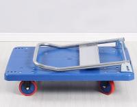 China Industrial Heavy Duty Flat Hand Push Trolley Folded Shopping Cart For Warehouse for sale