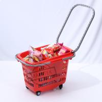 China 10L - 45L Plastic PP Red Supermarket Basket With Wheels for sale