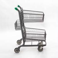 China High Quality Double Basket Shopping Cart Two layer Storage Supermarket  Trolley for sale