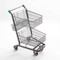 China High Quality Double Basket Shopping Cart Two layer Storage Supermarket  Trolley for sale