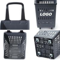 China Retail Stores Supermarket Shopping Basket With Wheels 60L for sale