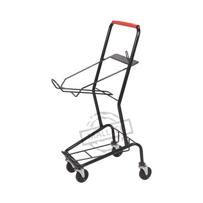 China Japan Style 2 Tier Mini Shopping Basket Trolley Cart With 4 Wheels for sale