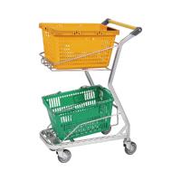 China High Quality Metal Wire Shopping Cart Hot Selling Double Basket Shopping Cart Trolley for sale