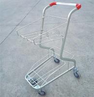 China High Quality Metal Wire Shopping Cart Hot Selling Double Basket Shopping Cart Trolley for sale